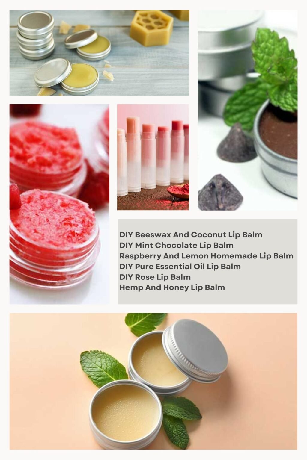 Homemade Lip Balm, DIY Natural Lip Balms With Coconut Oil & Beeswax